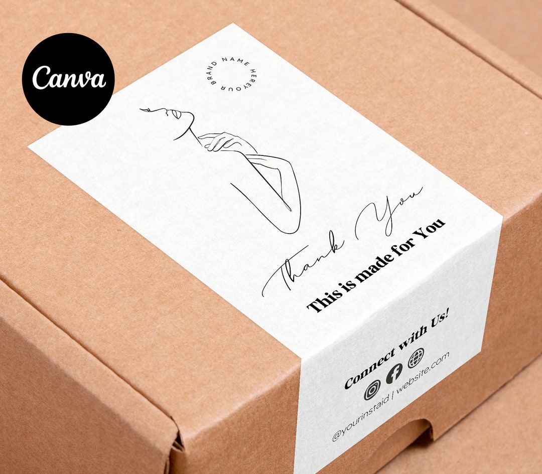 Editable Box Label Template Canva | Shipping Package Seal Sticker ...