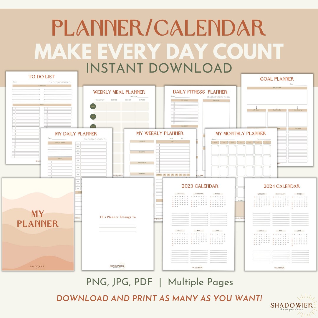 Planner Calendar | 2023-2024 Calendar | Daily Planner | Weekly Planner ...