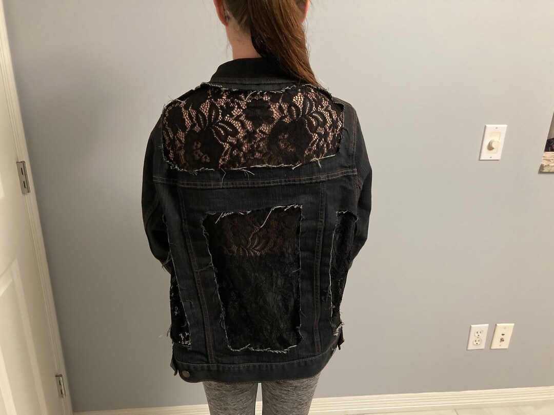 Denim Jacket With Lace Cutouts - Etsy