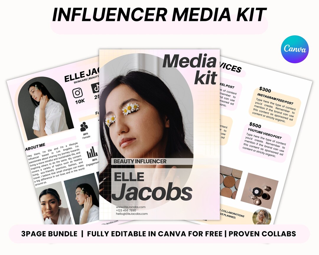 The ULTIMATE Influencer Media Kit Canva Template Bundle | Instagram ...