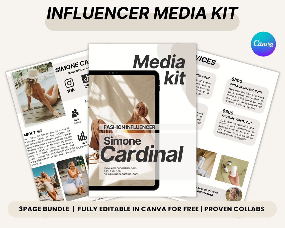 The ULTIMATE Influencer Media Kit Canva Template Bundle | Instagram Influencer | Youtube and ...