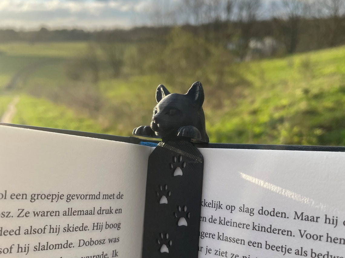 3D Peeking Cat Bookmark 3D Printed Black Plastic Funny - Etsy