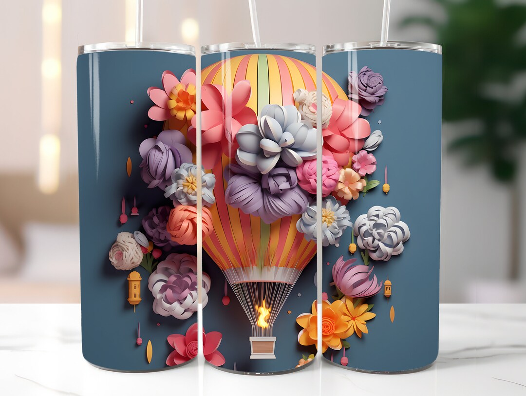 3D Hot Air Balloon Sublimation Design. 20 Oz and 30 Oz Skinny Tumbler ...