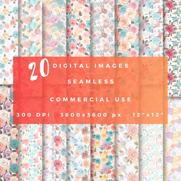 Roses Digital Paper - Etsy