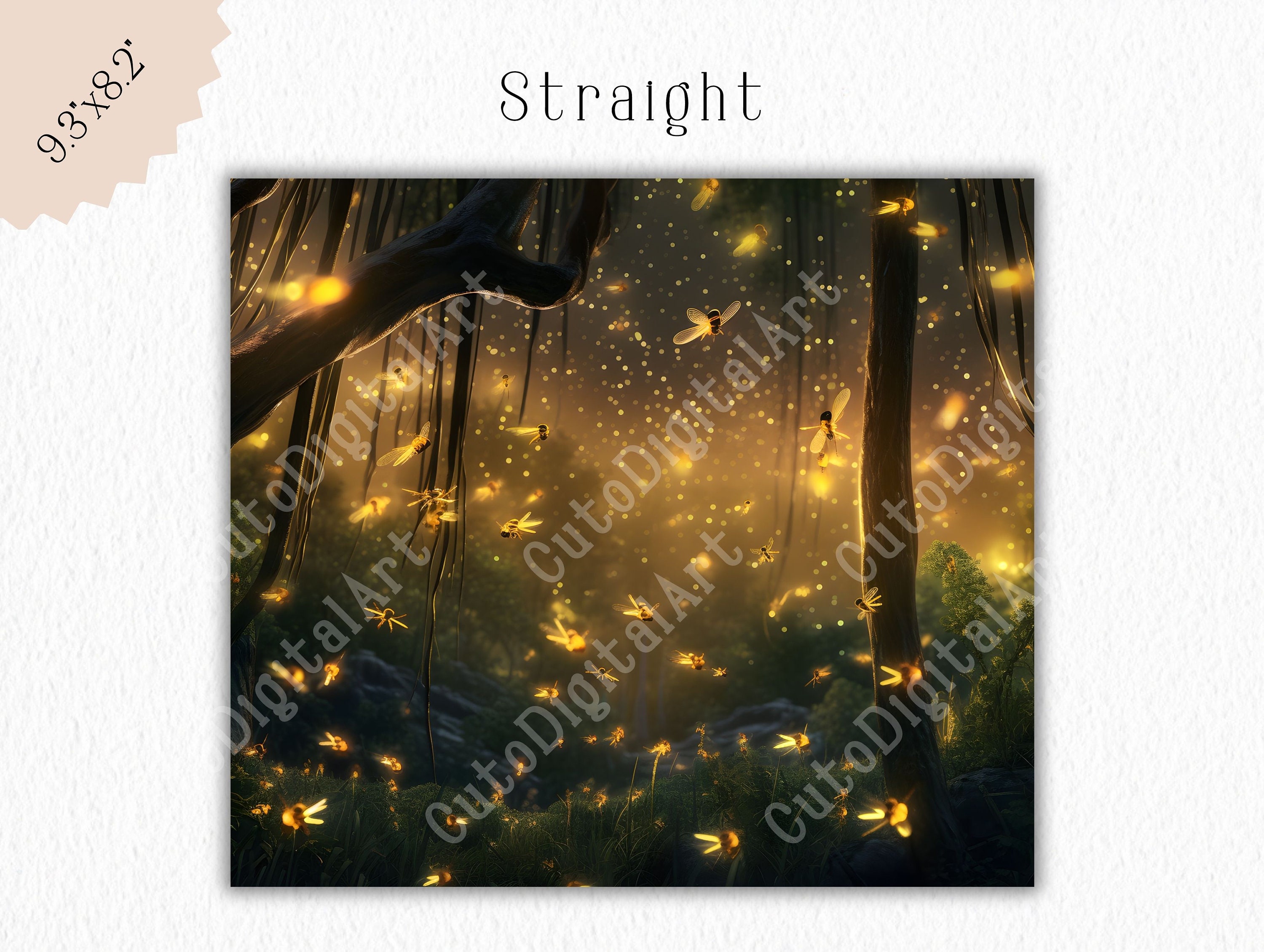 3D Yellow Firefly Enchanted Forest Tumbler Design. Available as ...