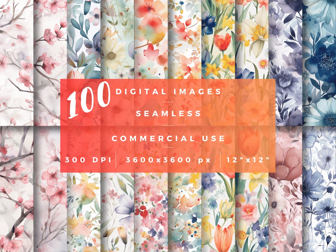 Watercolor Repeating Pattern - Digital Background PNG - Digital Paper ...