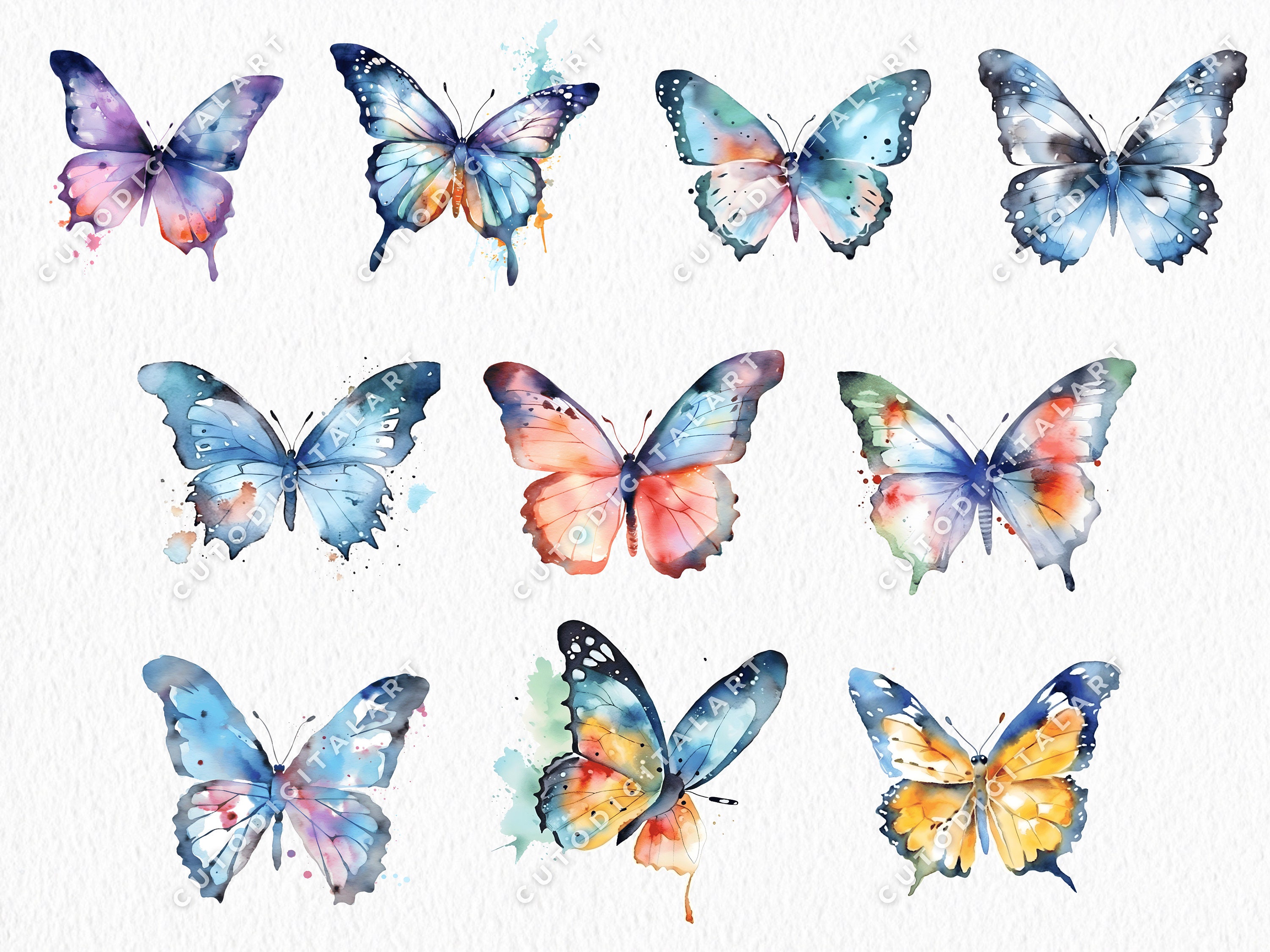Watercolor Butterfly Clipart Bundle Commercial Use - Etsy