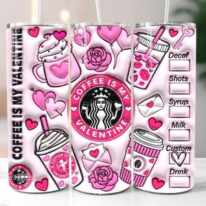 3D Pink Puffy Valentine's Day Digital Design for Coffee Lovers, Coffee ...