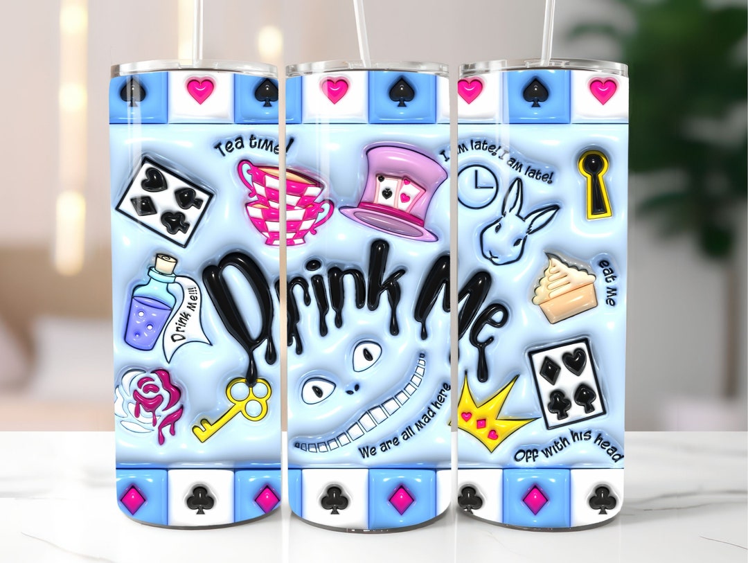 3D Alice in Wonderland Inflated Tumbler Wrap PNG - 3D Puff Magical ...