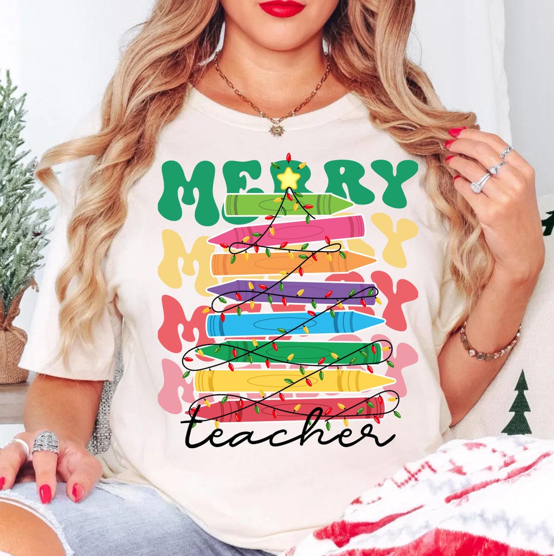 Teacher Christmas Tree Crayon Design | Holiday Teacher Gift PNG ...