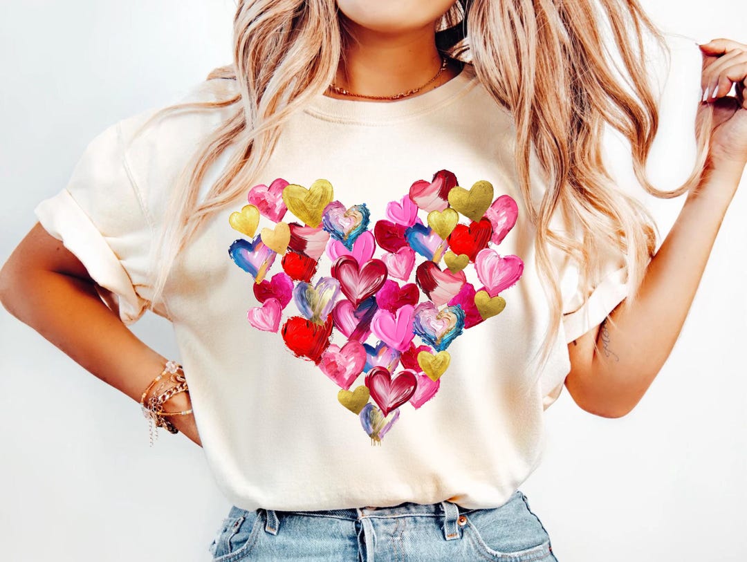 Valentine Hearts Sublimation Design | Red Pink Gold Hearts PNG | Heart ...