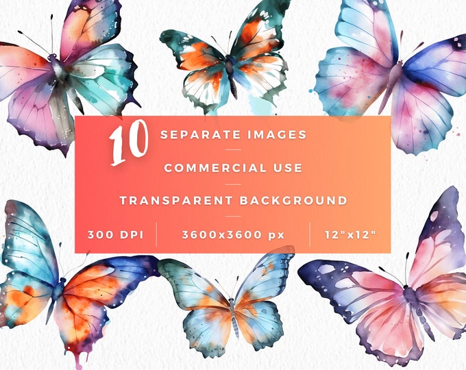 Monarch Butterfly Clipart | Watercolor Butterfly PNG | Floral Clipart ...