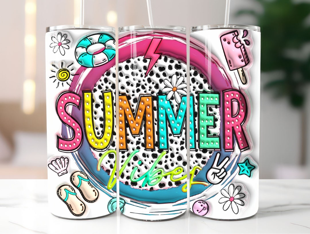 3D Inflated Summer Vibes Dalmatian Dots Tumbler Wrap, Bubble Summer ...