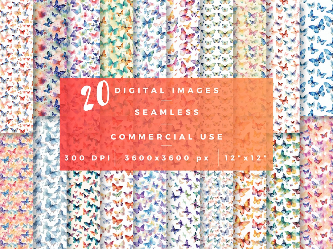 Watercolor Butterflies Seamless Bundle, Butterfly Png Graphics ...