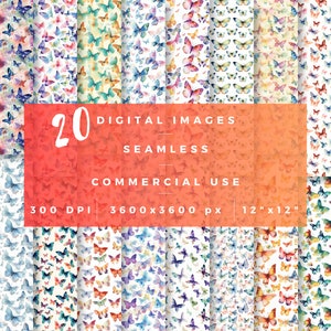 Watercolor Butterflies Seamless Bundle, Butterfly Png Graphics ...