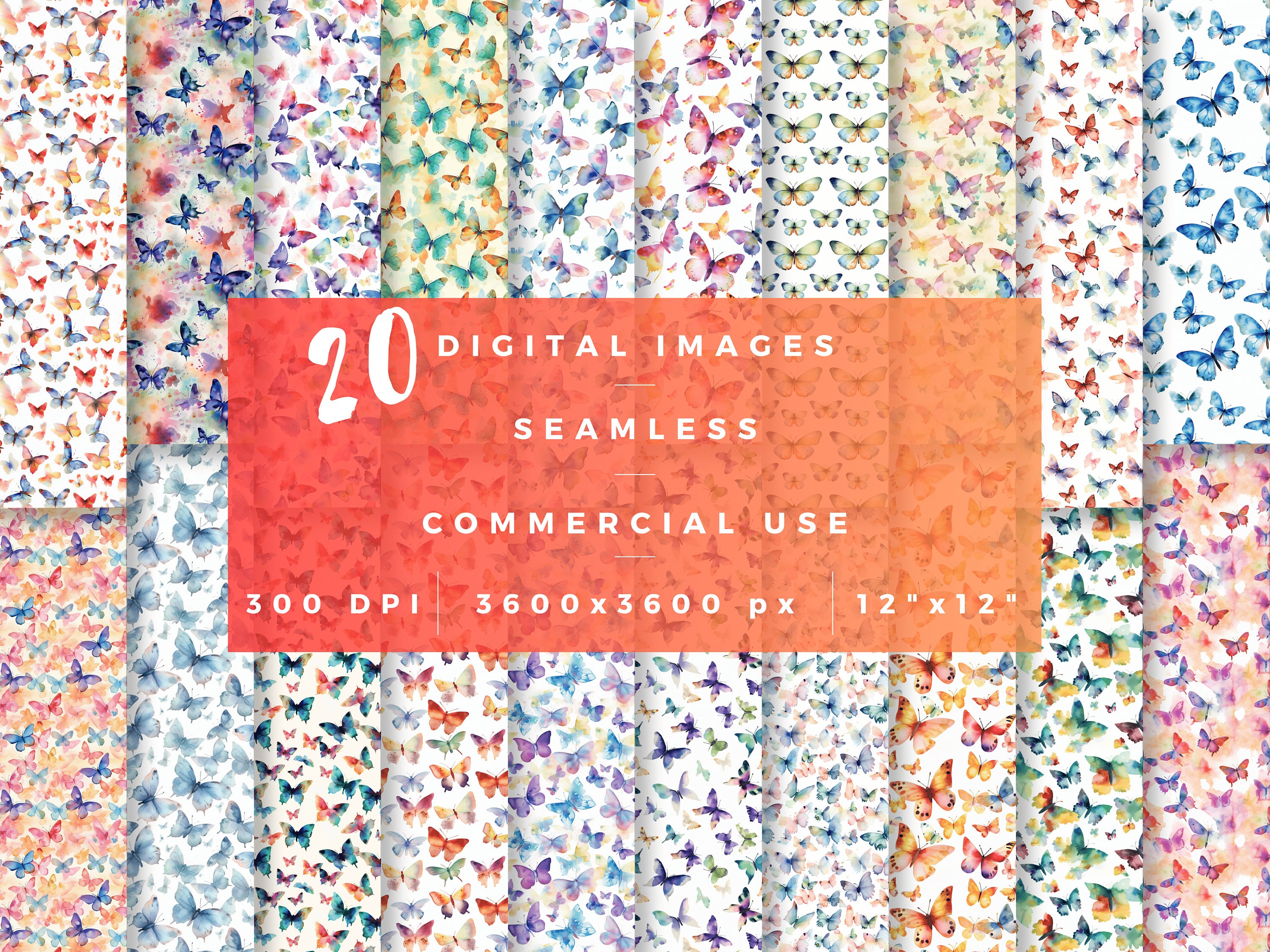 Watercolor Butterflies Seamless Bundle Butterfly Png - Etsy