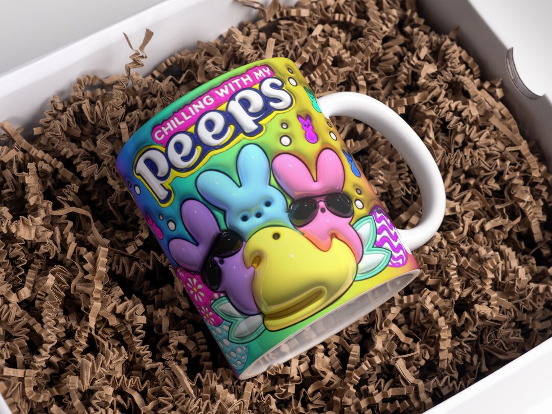 3D Chilling With My Peeps Bunny Design for Mug Wrap Sublimation Design ...