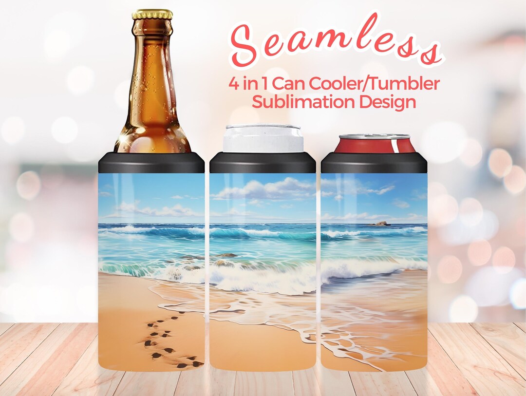 3D Beach Wrap, Can Cooler Wrap, 3D 4 in 1 Can Cooler Wrap, 4in1 Can ...