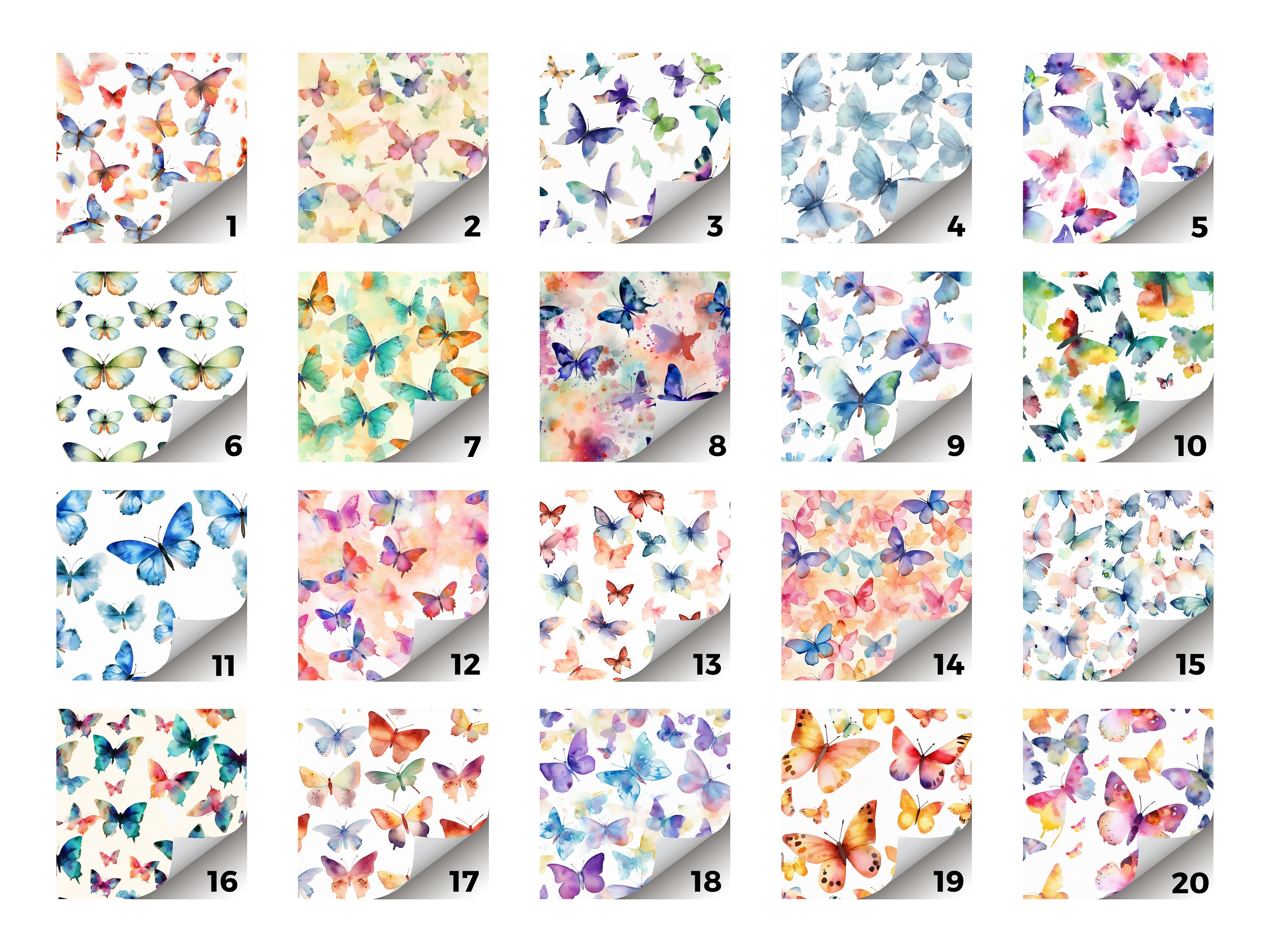Watercolor Butterflies Seamless Bundle, Butterfly Png Graphics ...