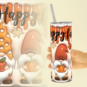 3D Gnomes Inflated Tumbler Wrap PNG - 3D Puff Fall Vibes 20oz Tumbler ...