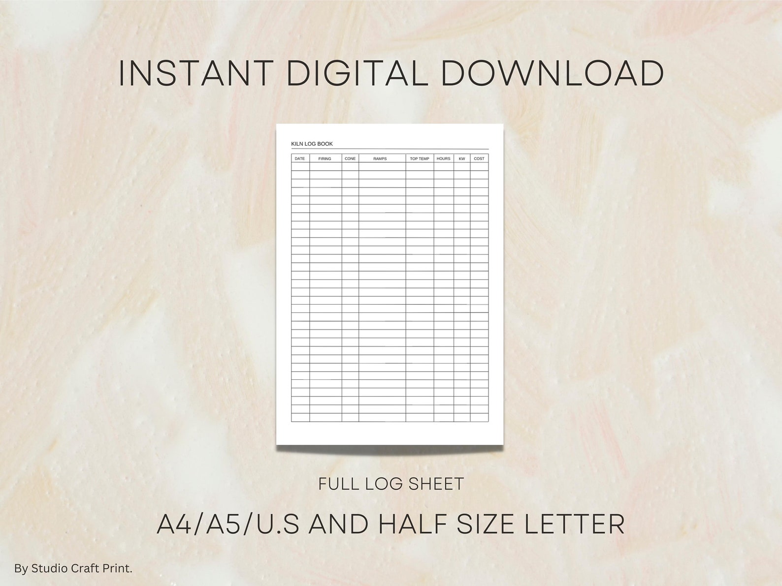 Printable Kiln Log, Pottery Sketchbook, Digital Pottery Planner, Craft ...
