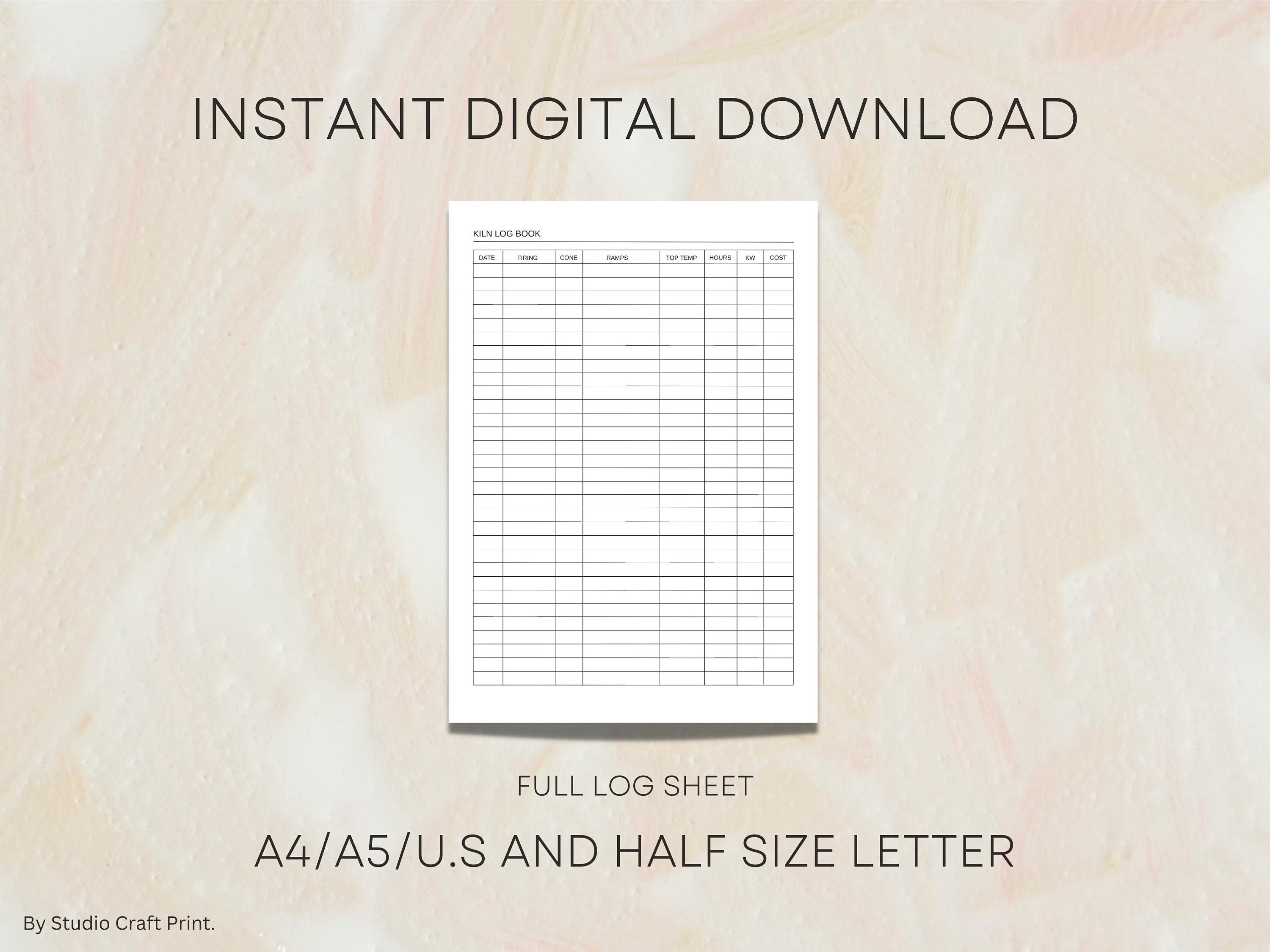 Printable Kiln Log, Pottery Sketchbook, Digital Pottery Planner, Craft ...
