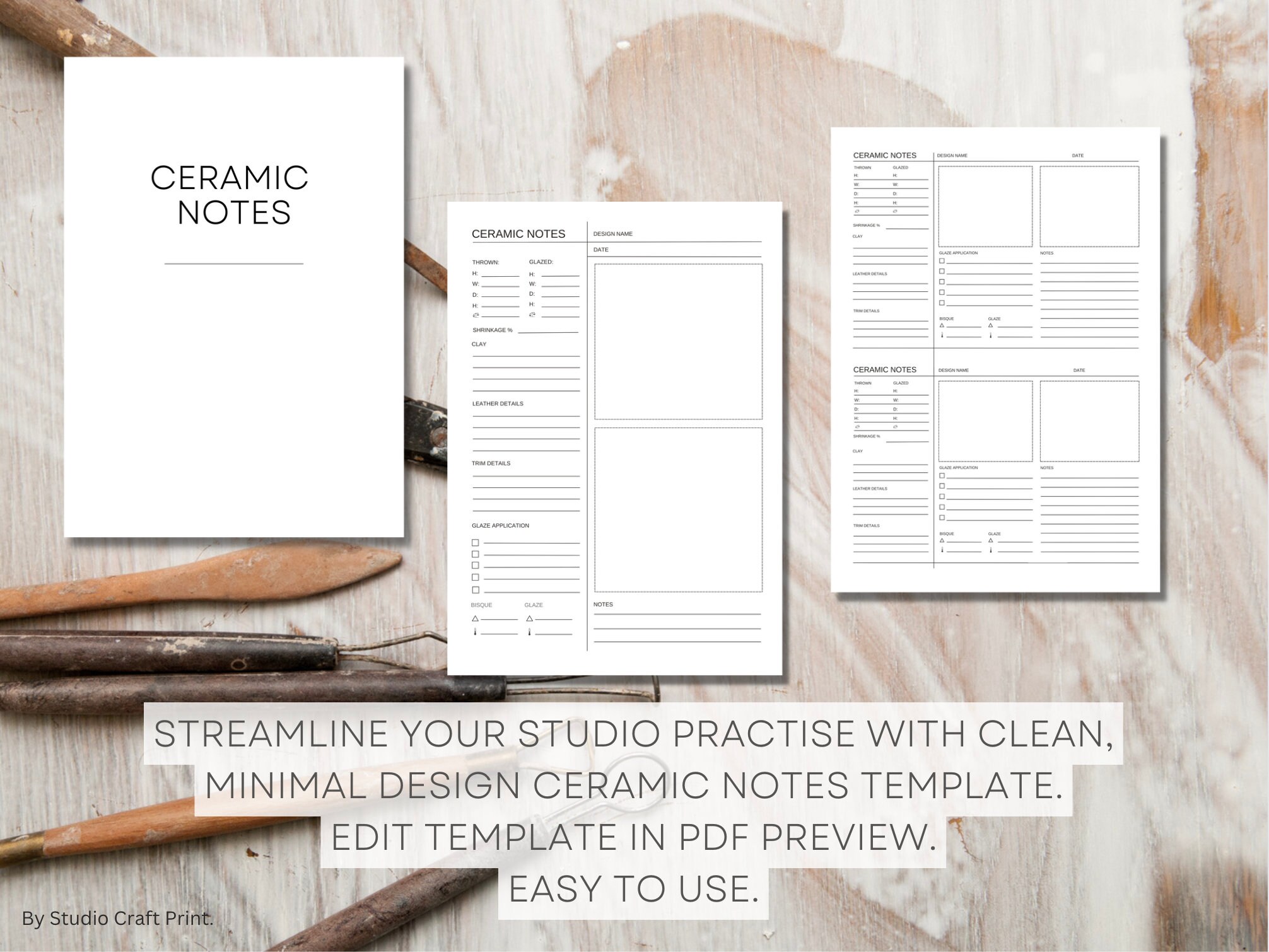 Pottery Journal, Ceramic Notes A4 & US Letter, Tools for Potters ...