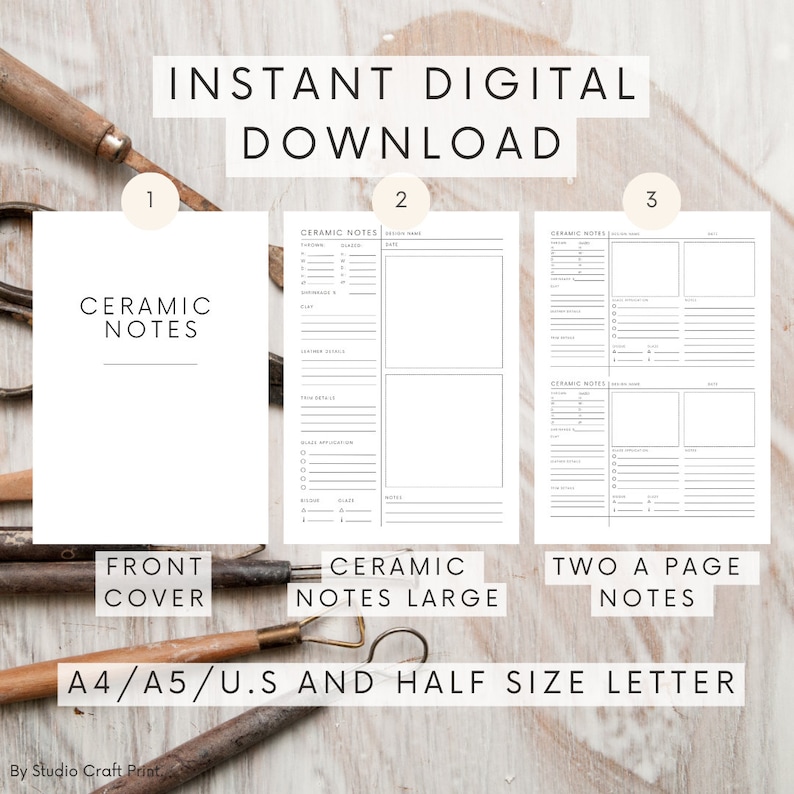 Pottery Journal, Pottery Planner Template, Ceramic Notes, Pottery Log ...