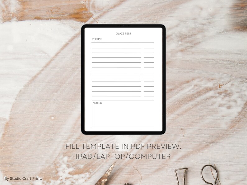 Glaze Test Sheet, Pottery Log Planner Workbook, Tools for Potters ...
