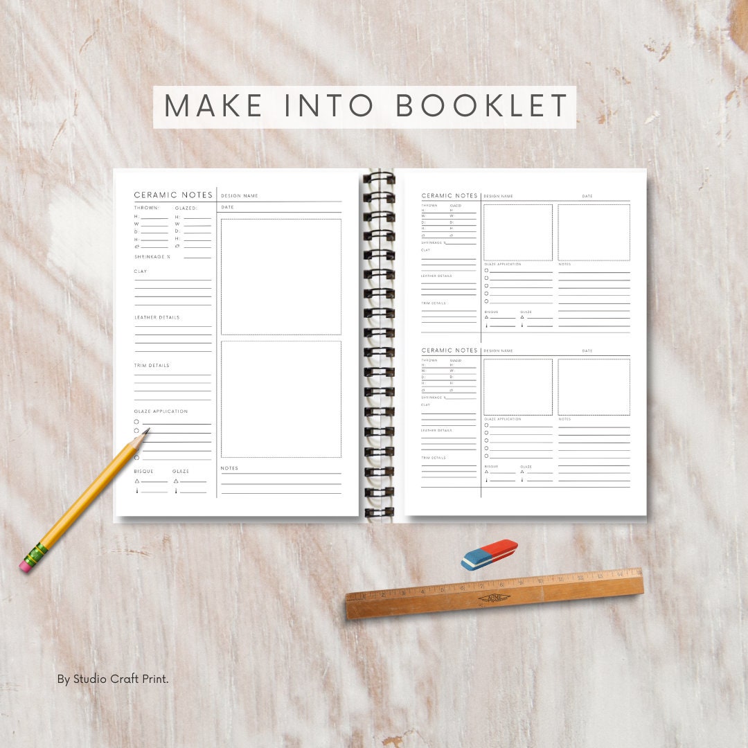 Pottery Journal, Pottery Planner Template, Ceramic Notes, Pottery Log ...