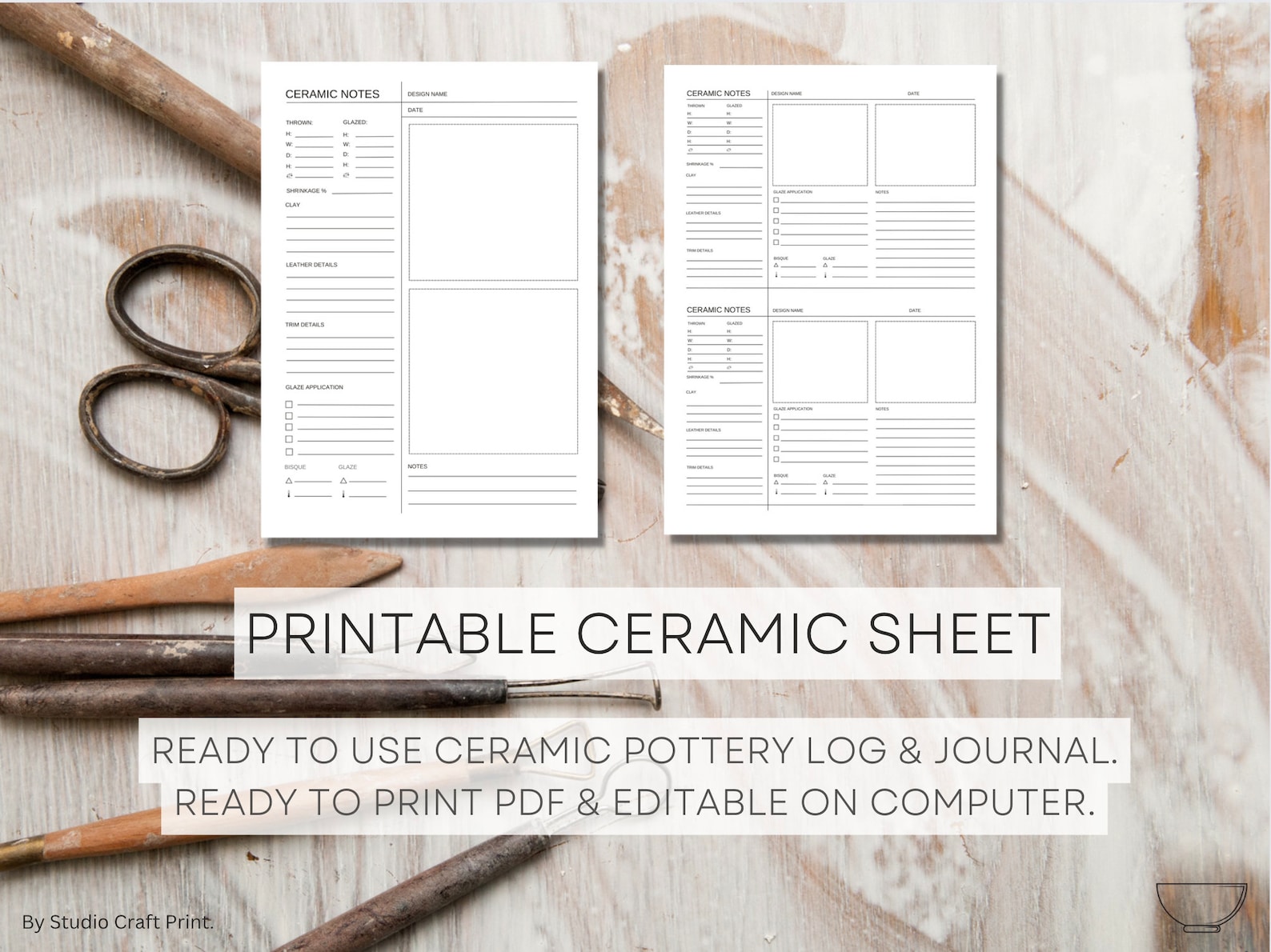 Pottery Journal, Ceramic Notes A4 & US Letter, Tools for Potters ...