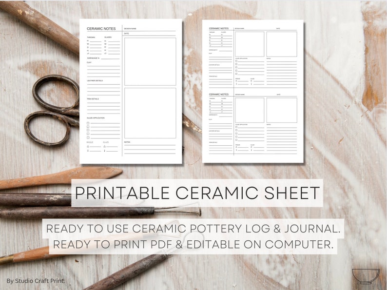 Pottery Journal, Ceramic Notes A4 & US Letter, Tools for Potters ...