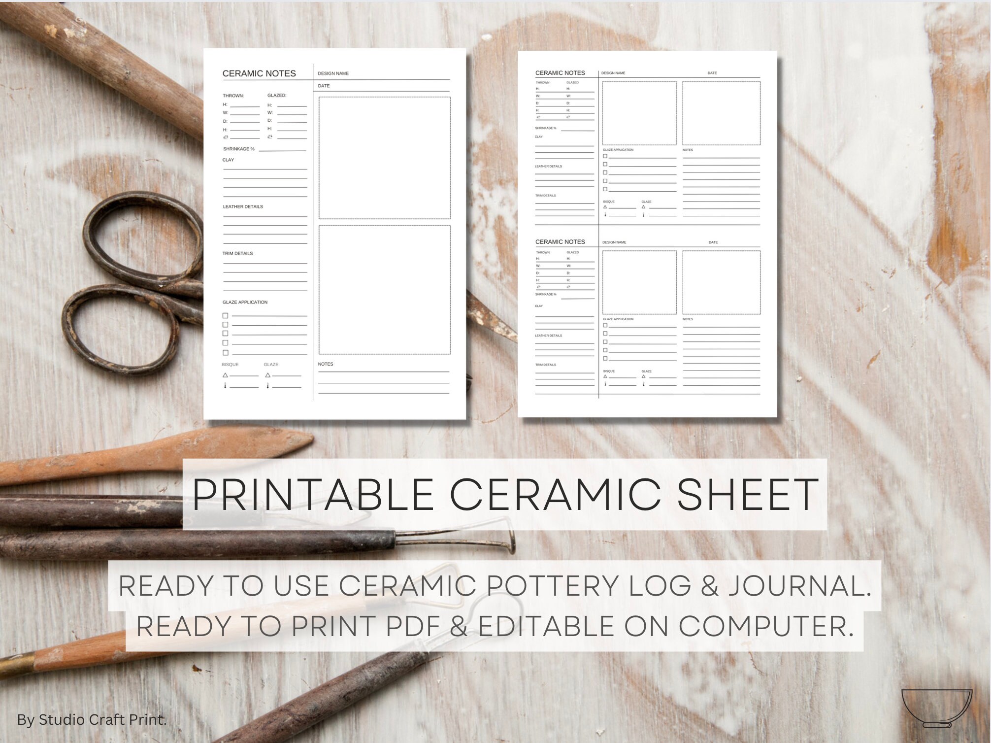 Pottery Journal, Ceramic Notes A4 & US Letter, Tools for Potters ...