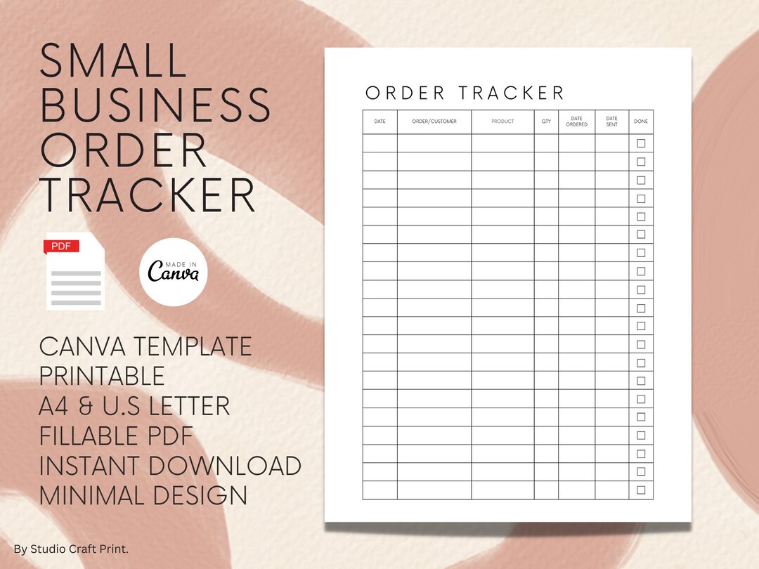 Editable Order Tracker, Minimalist Small Business Order Tracking, Canva ...