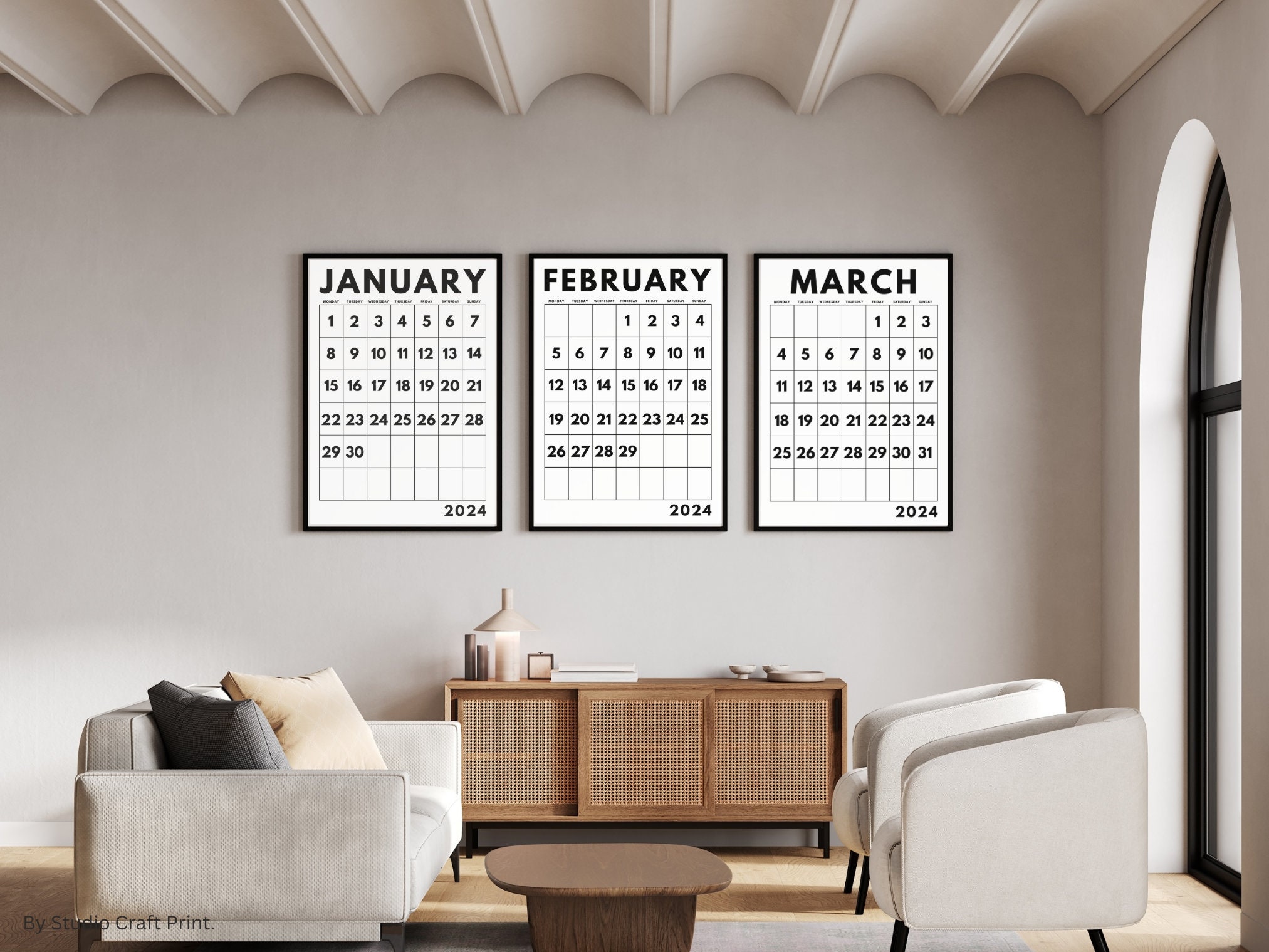 2024 Wall Calendar A3 Modern Wall Calendar Preppy Calendar - Etsy