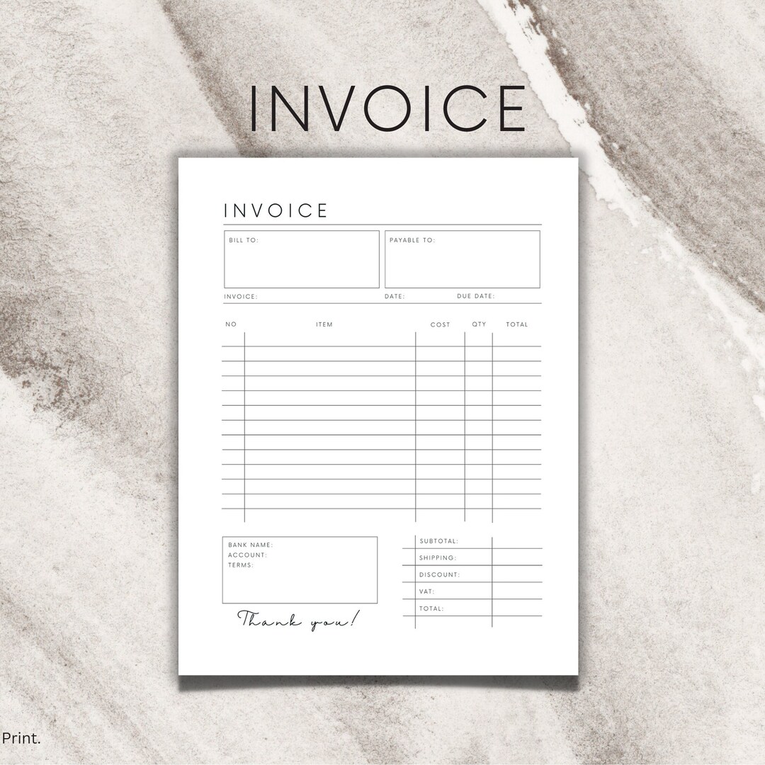 Invoicetemplate Editable, Invoice Template Download PDF, Canva, Crafter ...
