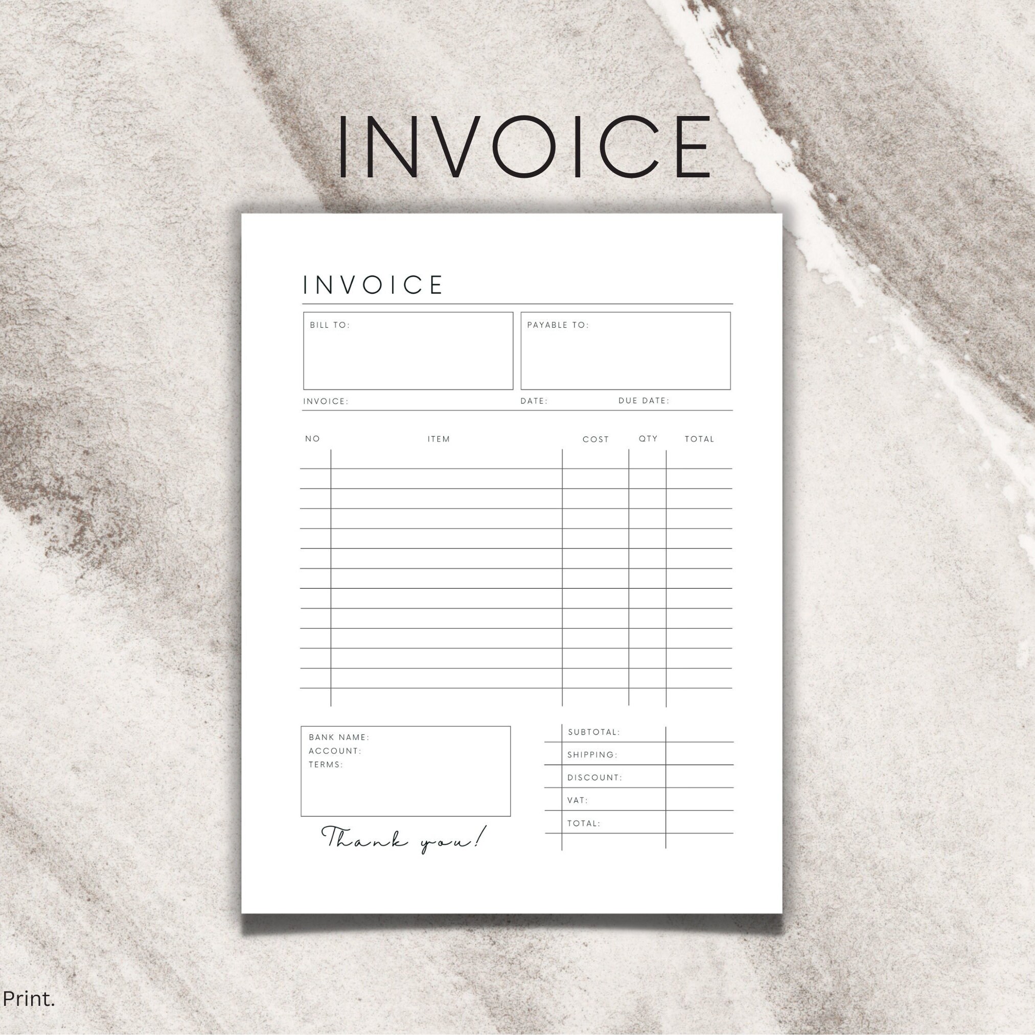 Invoicetemplate Editable, Invoice Template Download PDF, Canva, Crafter ...