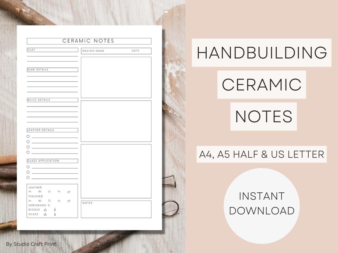 Handbuilding Pottery Journal, Tools for Potters, Clay Pottery Planner ...