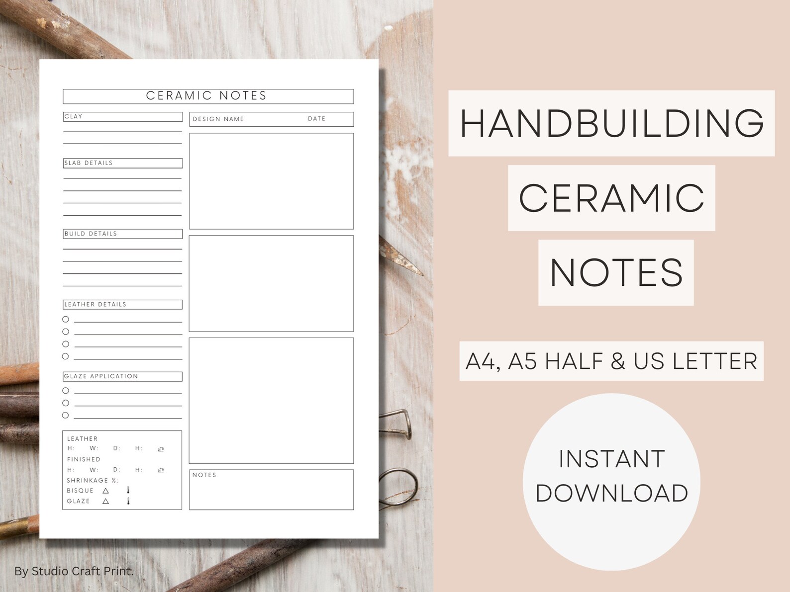 Handbuilding Pottery Journal, Tools for Potters, Clay Pottery Planner ...