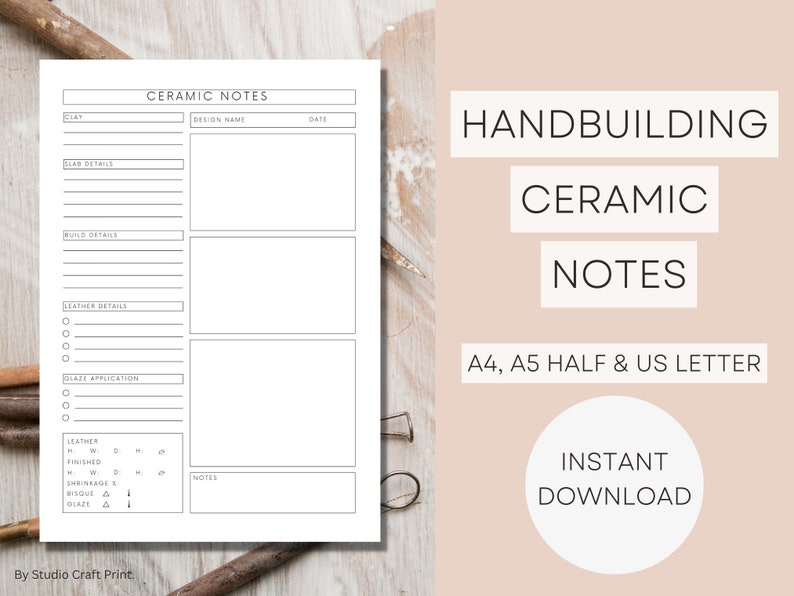 Handbuilding Pottery Journal, Tools for Potters, Clay Pottery Planner ...