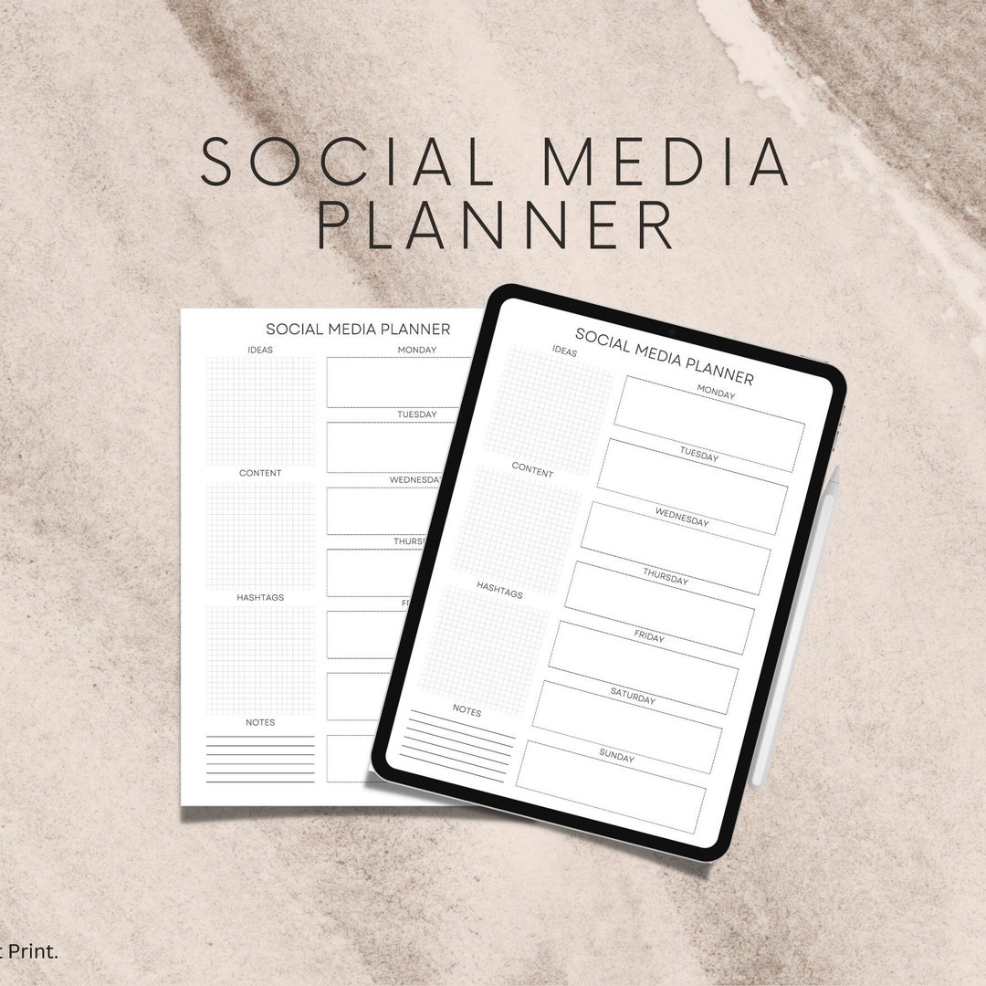 Social Media Weekly Planner, A4 US Letter Content Creator Printable ...