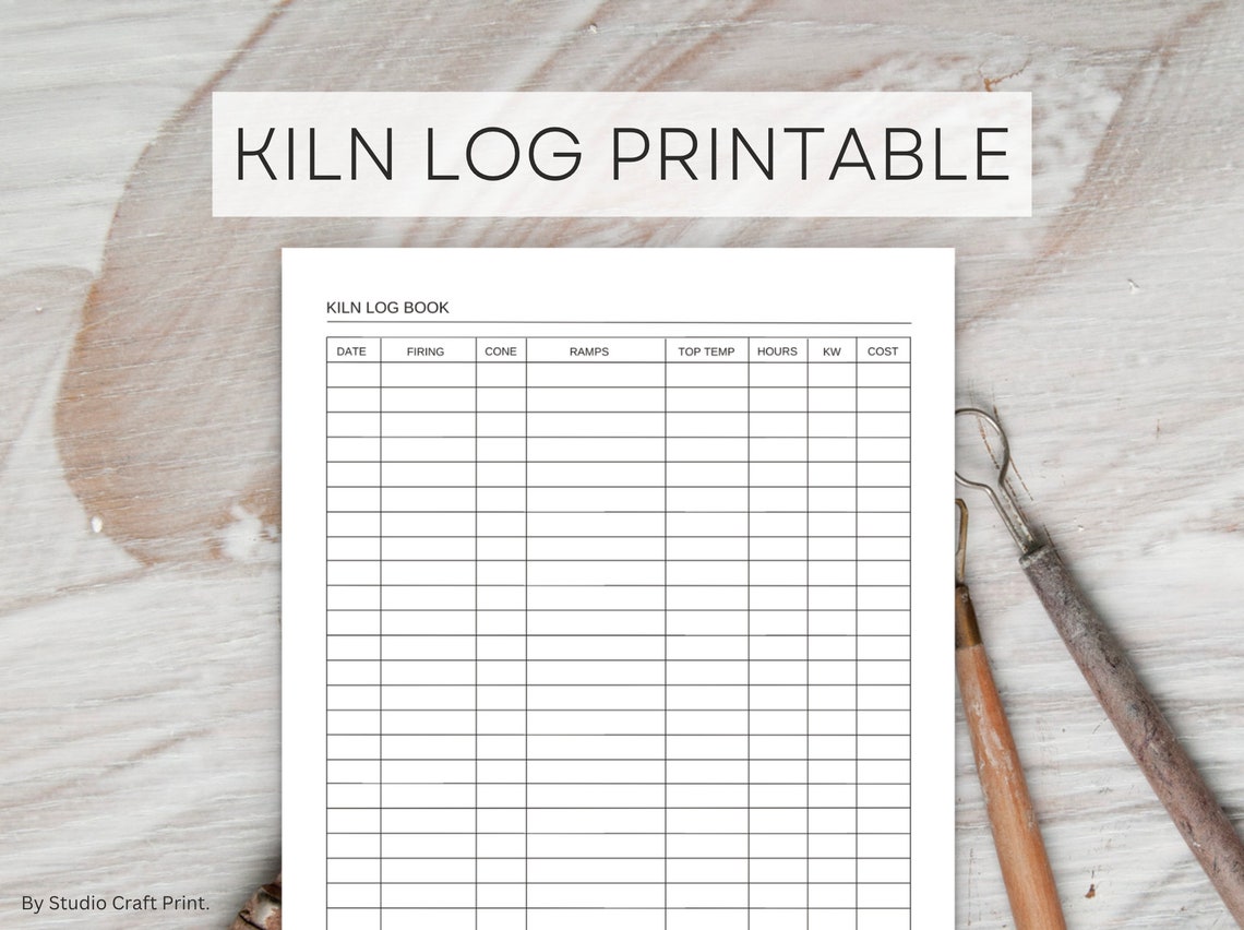 Printable Kiln Log, Pottery Sketchbook, Digital Pottery Planner, Craft ...