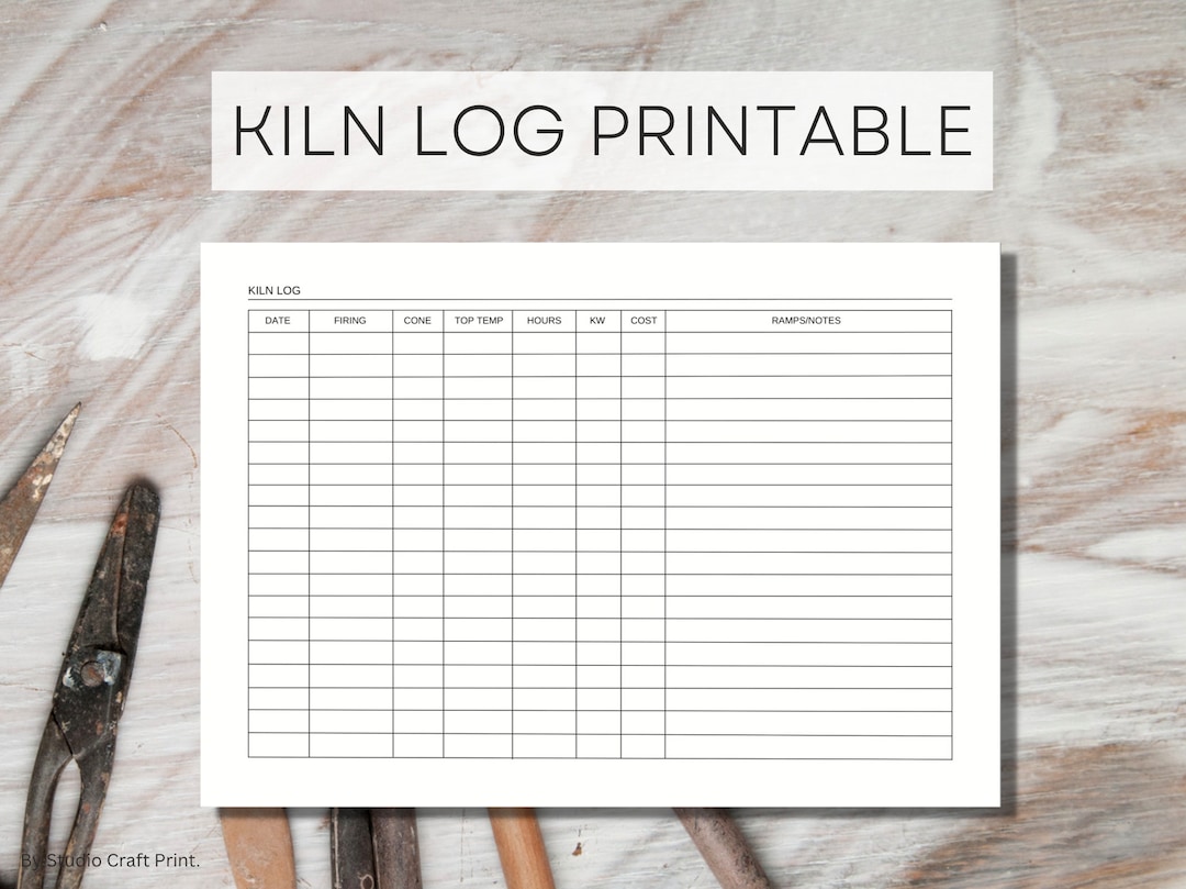 Printable Kiln Log Landscape, Digital Pottery Planner, A4 US Size ...