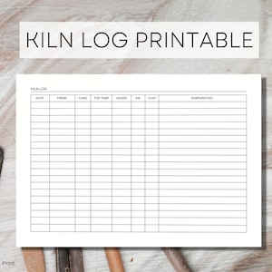 Printable Kiln Log Landscape, Digital Pottery Planner, A4 US Size ...