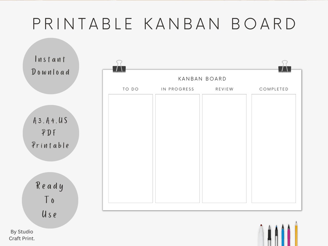 Printable A4 Kanban Board Template, Brain Dump Project, Japanese Mind ...