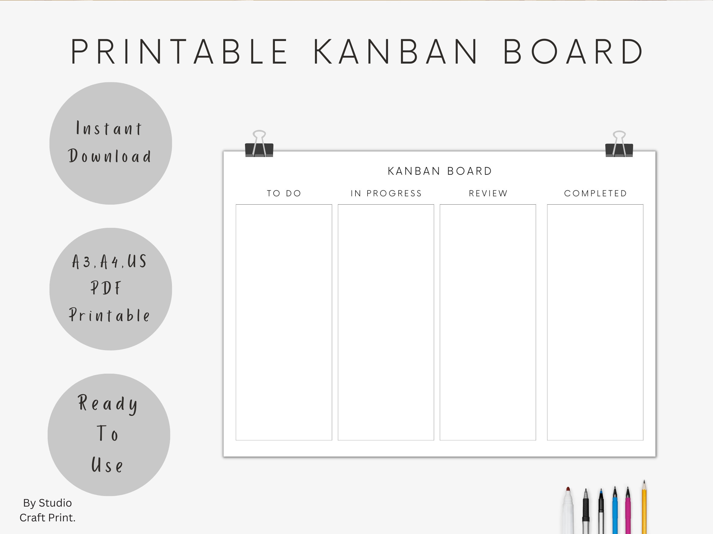 Printable A4 Kanban Board Template, Brain Dump Project, Japanese Mind ...