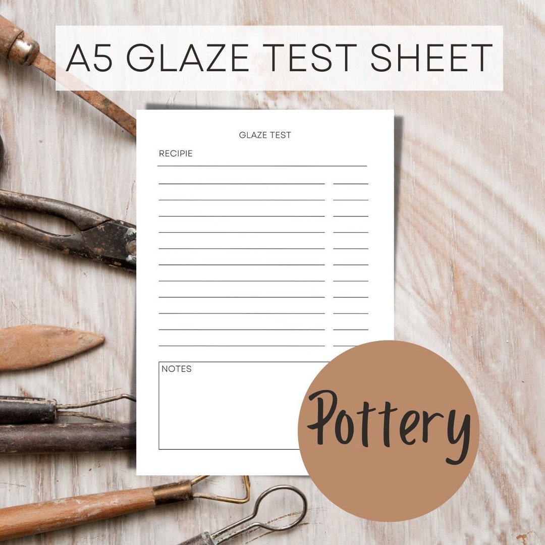 Glaze Test Sheet, Pottery Log Planner Workbook, Tools for Potters ...