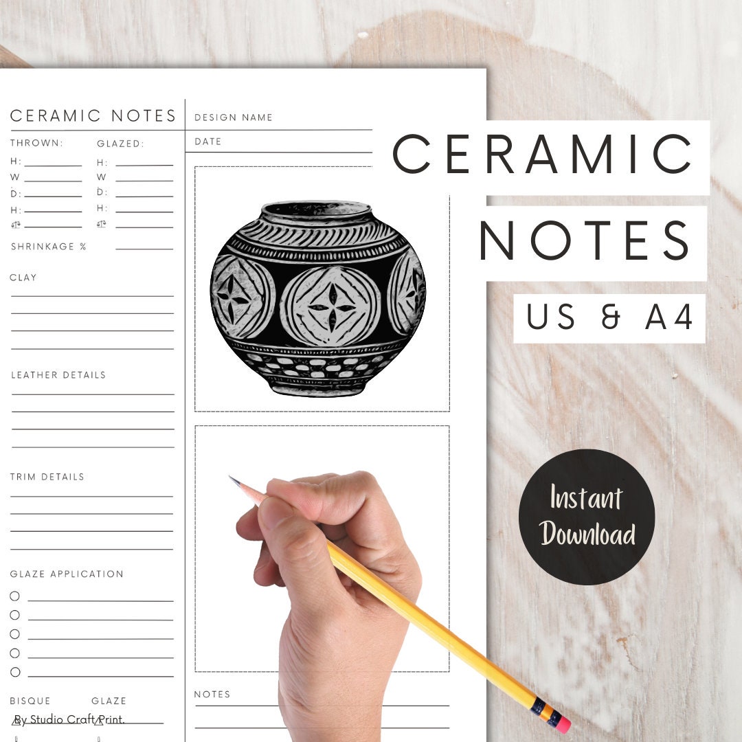 Pottery Journal, Pottery Planner Template, Ceramic Notes, Pottery Log ...