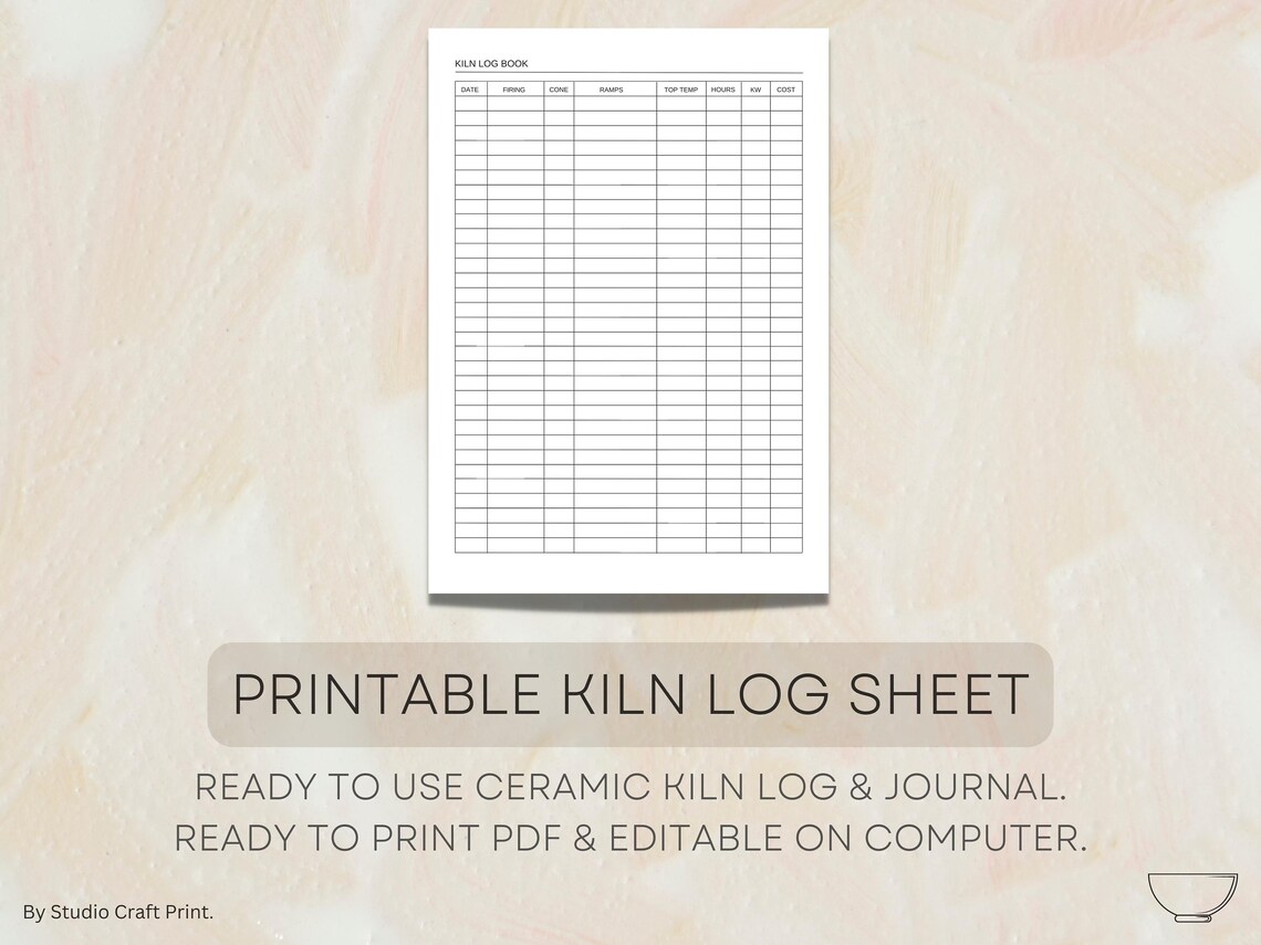 Printable Kiln Log, Pottery Sketchbook, Digital Pottery Planner, Craft ...
