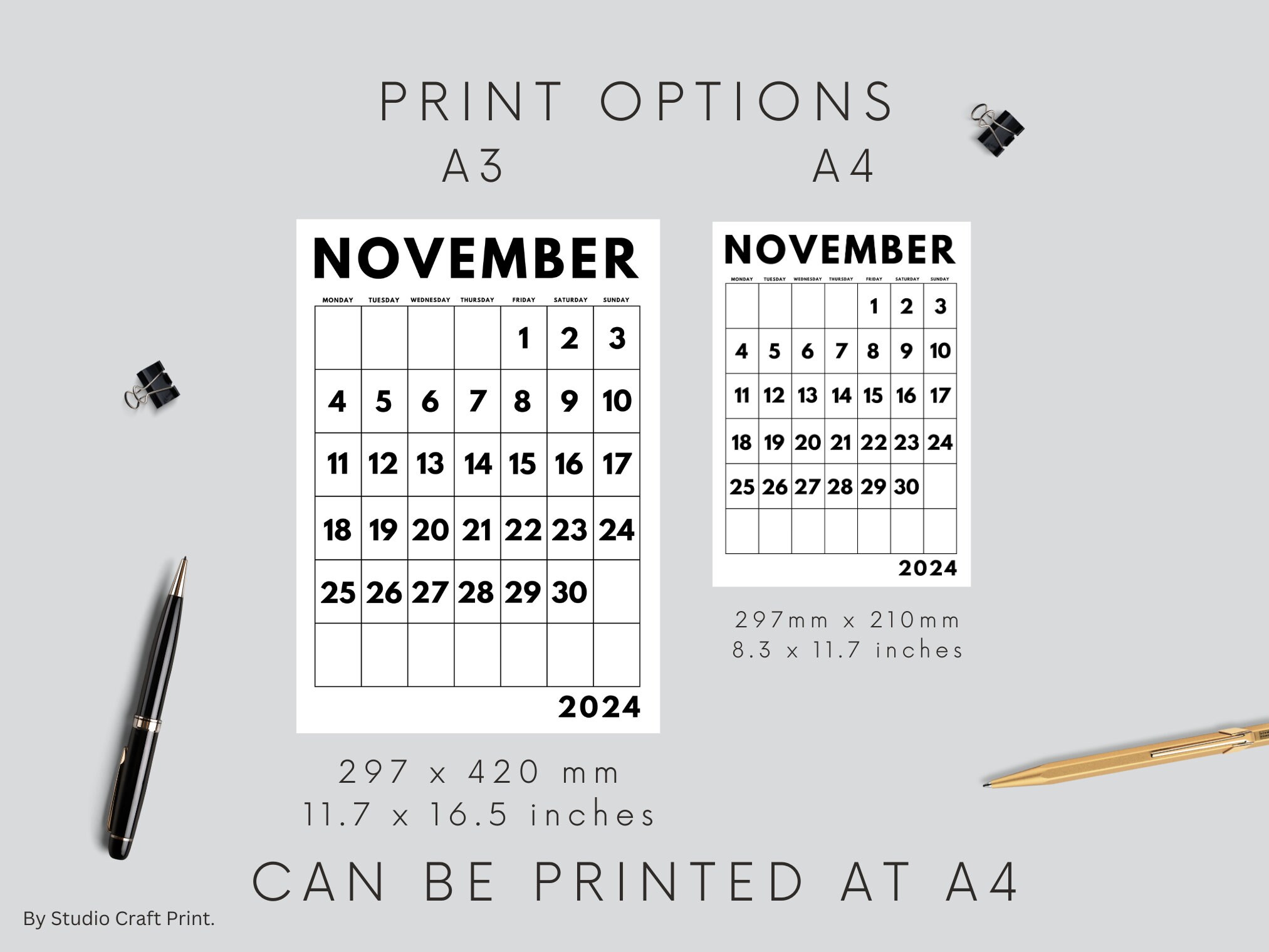 2024 Wall Calendar A3 Modern Wall Calendar Preppy Calendar - Etsy